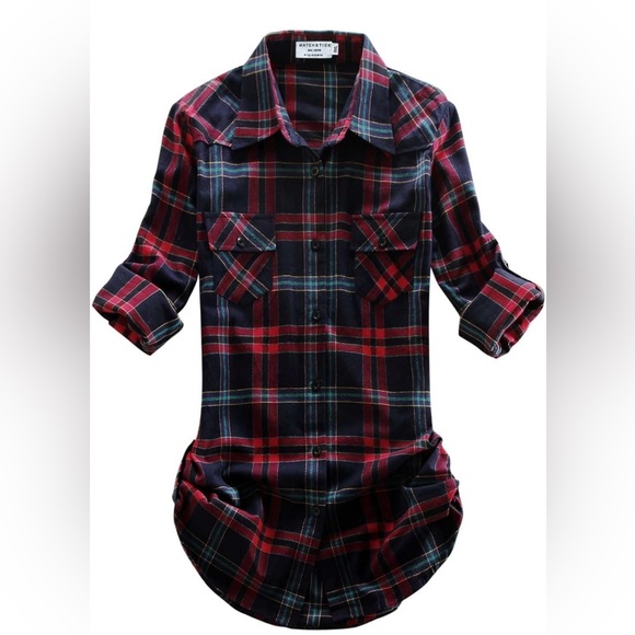 Match | Tops | Matchstick Plaid Flannel Tunic Length Shirt Nwt | Poshmark